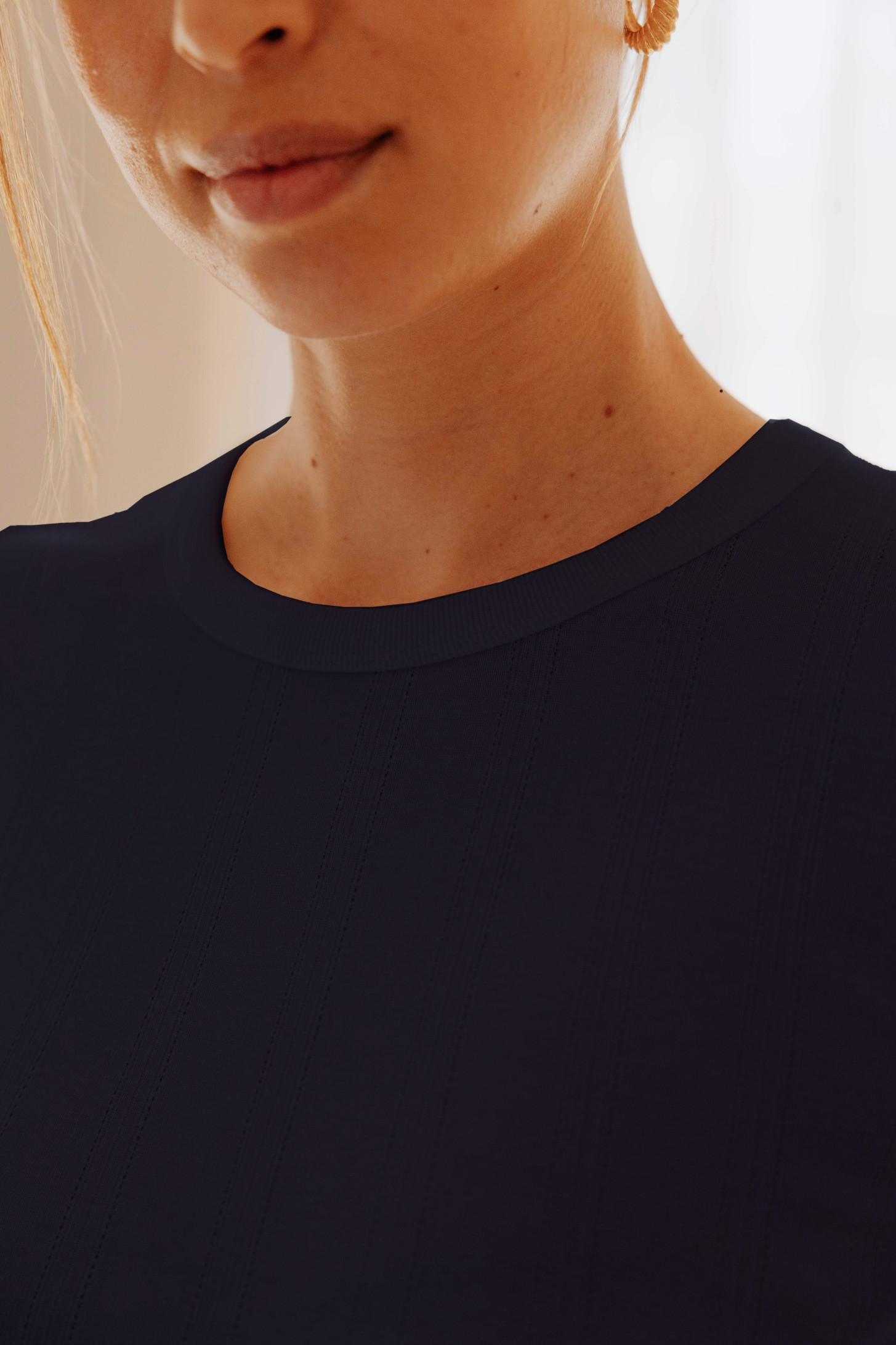 Navy Mila Openwork T-shirt